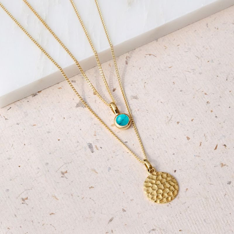December Birthstone Charm Gold Necklace - Turquoise | Charlotte's Web ...