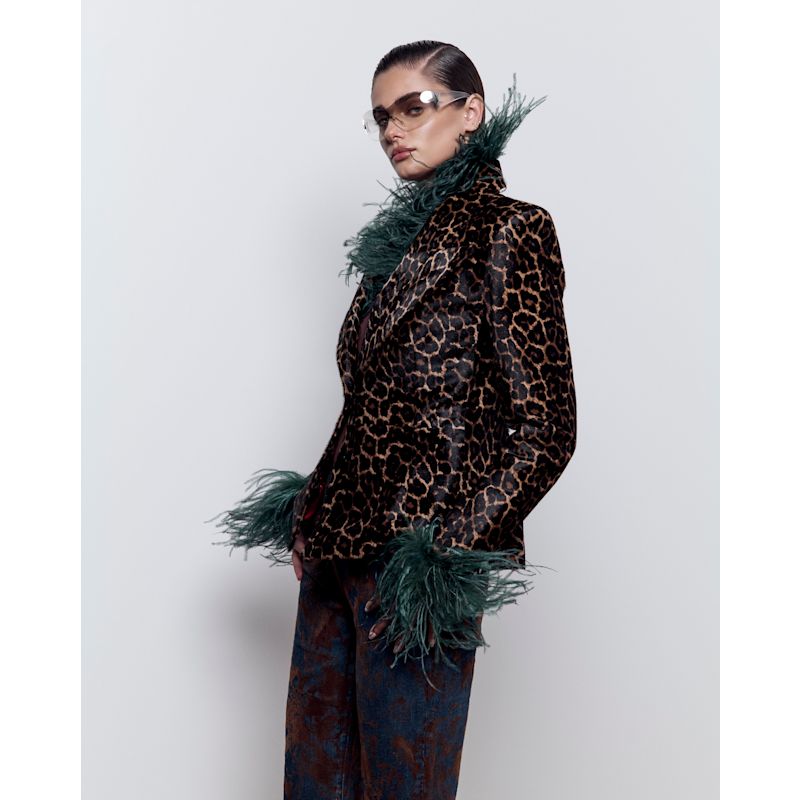 Blazer Leopard Print Pony Hair Jacket – Brown | MAISON SEL | Wolf & Badger