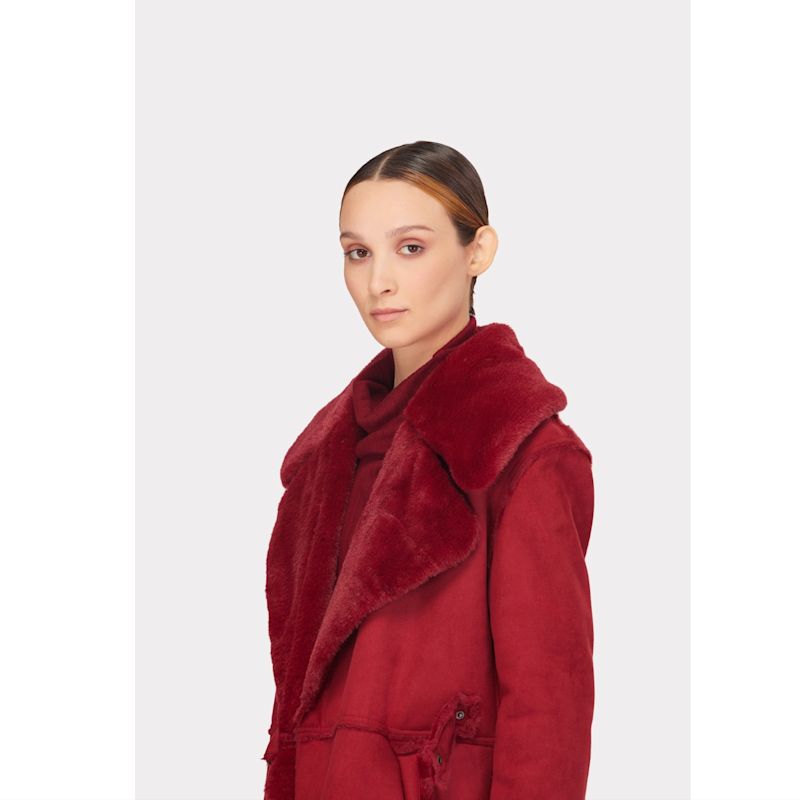 Double Faced Shearling Coat Red | Julia Allert | Wolf & Badger