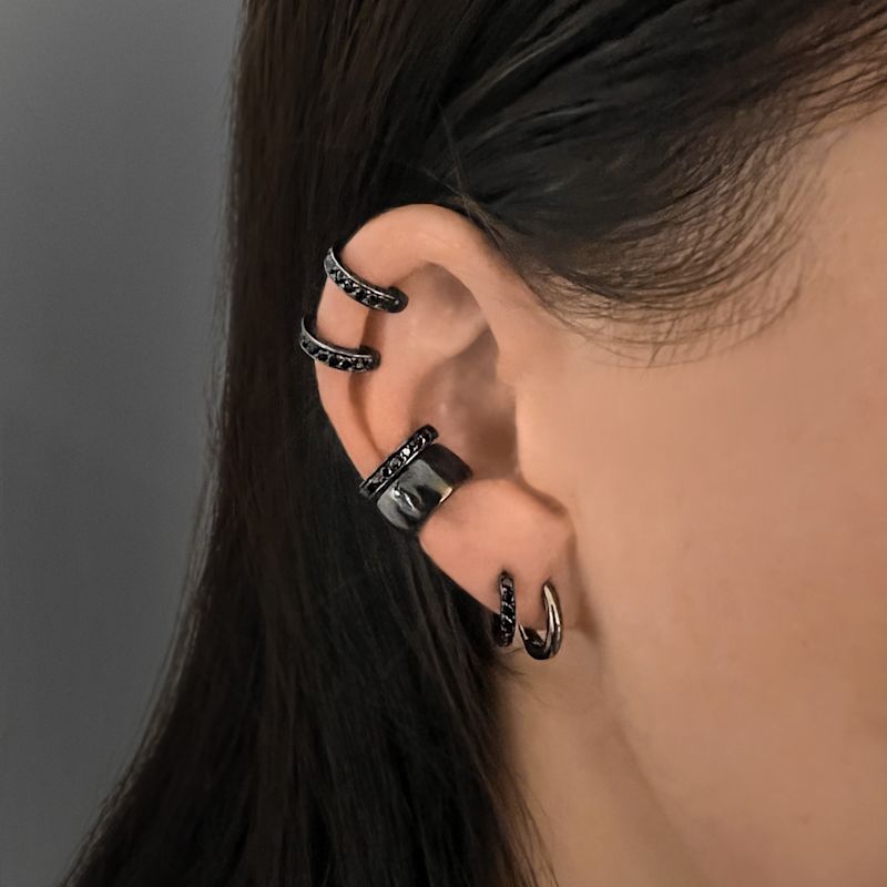 Edge Mono Ear Cuff With Man Made Cz Diamond Stimulant In Sterling ...