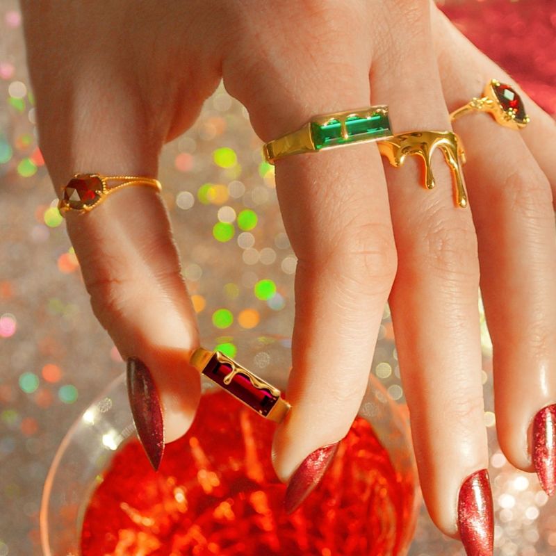 Dripping Emerald Quartz And Gold Vermeil Ring | MARIE JUNE Jewelry ...
