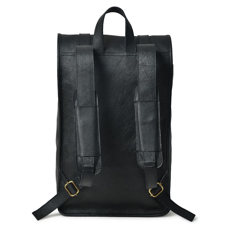 Duvall Rolltop Leather Backpack - Black | Dötch Leather | Wolf & Badger