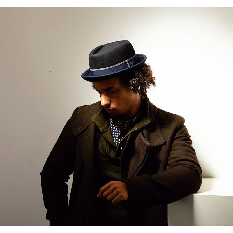 Edward Black Navy Two Tone Wool Felt Winter Porkpie Hat | Dasmarca Hats ...