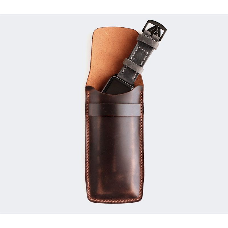 Handmade Flap Covered Leather Watch Case - Brown | Roarcraft | Wolf ...