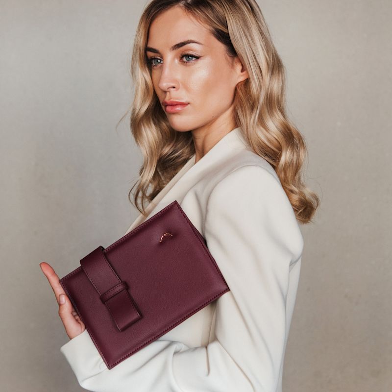 Handbag Elara Nebula - Grape Leather - Burgundy / Aubergine | Qosmic ...