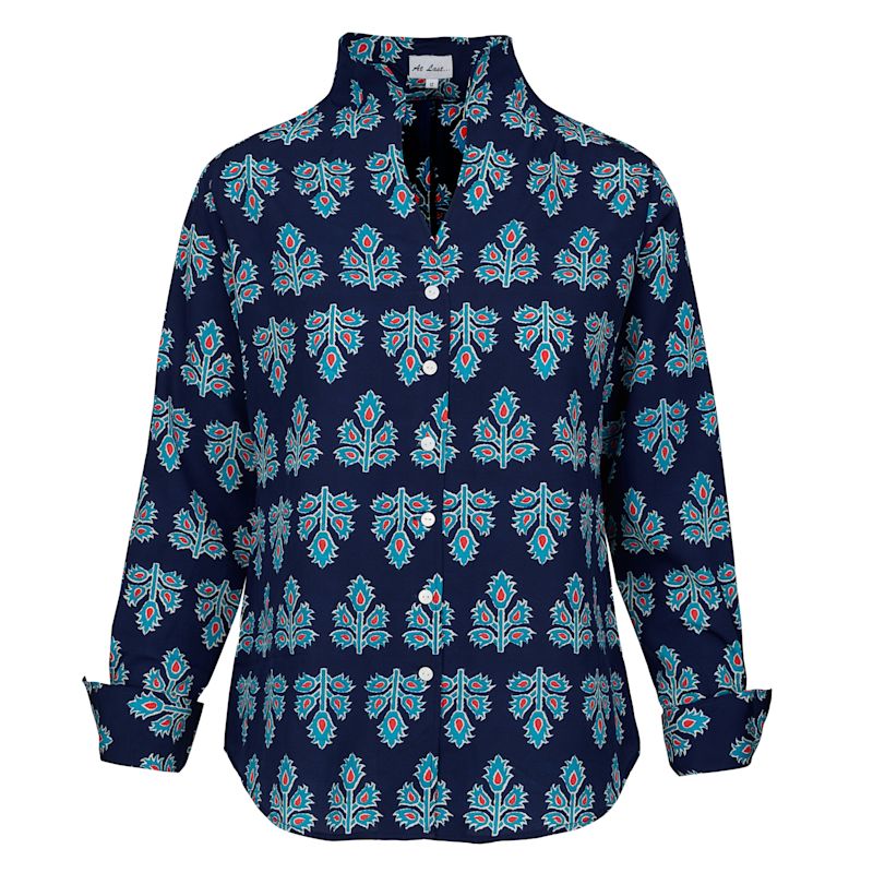 Chelsea Shirt In Navy & Blue Thistle | At Last... | Wolf & Badger