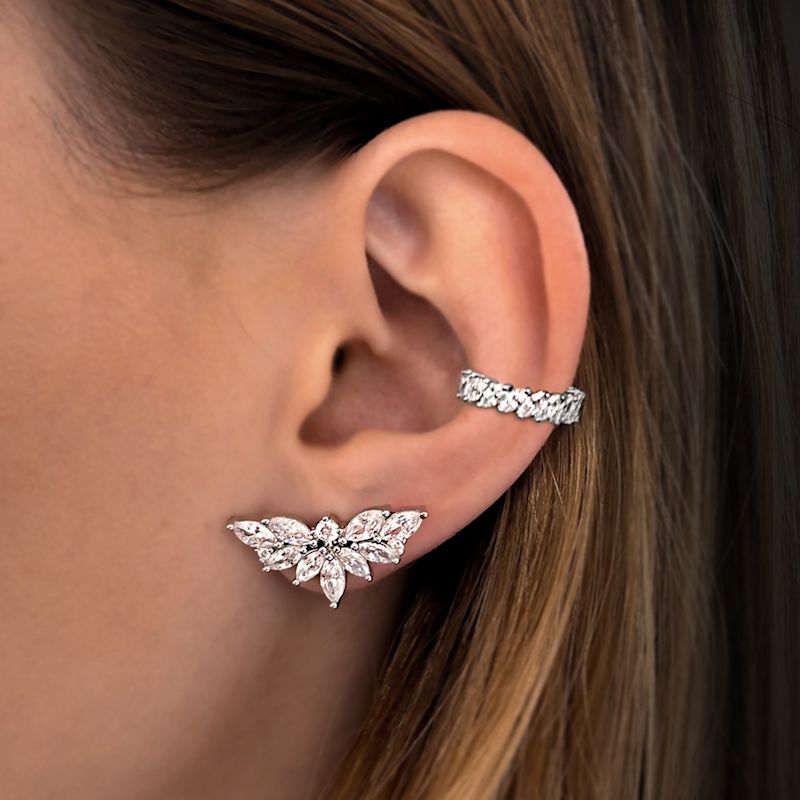 Emergence Ear Cuff With Man Made Cz Diamond Stimulant In Sterling ...
