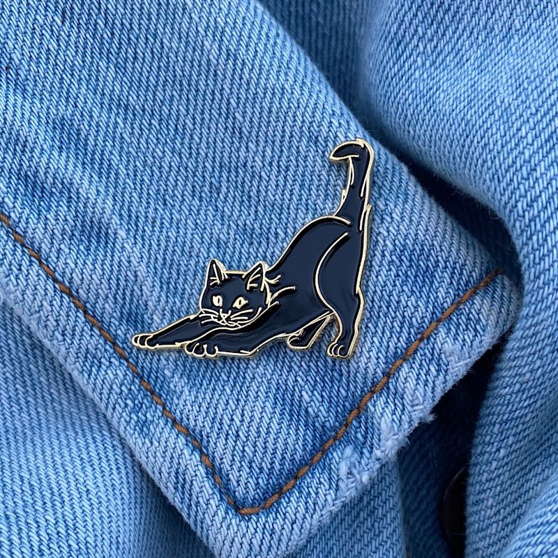 Enamel Pin Stretching Cat | Make Heads Turn | Wolf & Badger