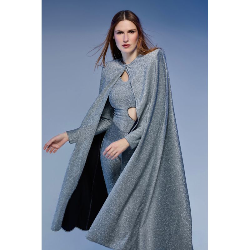 Enjoy The Ride Silver Cape & Shoulder Padded Catsuit Set By Dani Watanabe | HARMONIA NY | Wolf ...