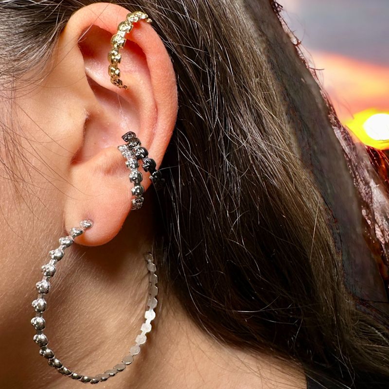 Eternity Skull Ear Cuff White Gold | Jagged Halo Jewelry | Wolf & Badger