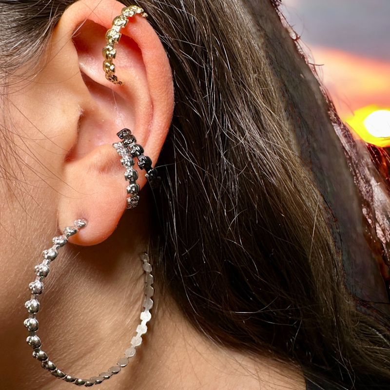 Eternity Skull Ear Cuff Yellow Gold | Jagged Halo Jewelry | Wolf & Badger