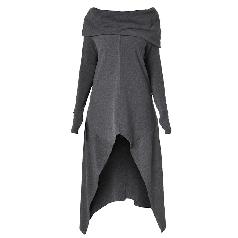 Extravagant Loose Tunic In Dark Grey | Metamorphoza | Wolf & Badger