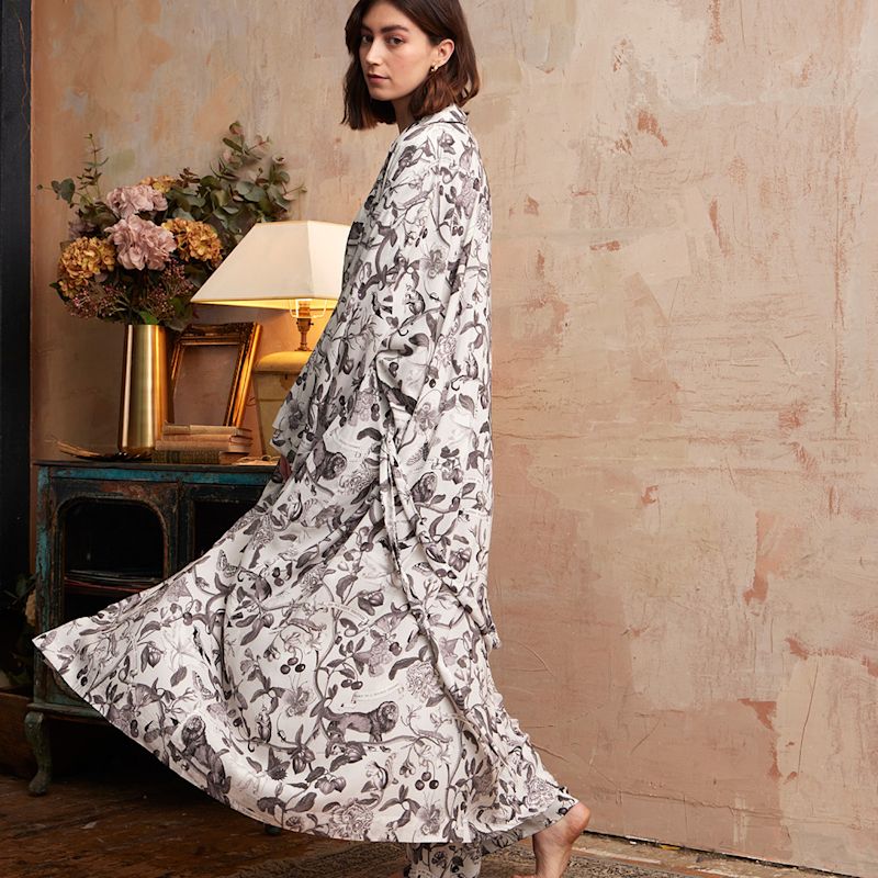 Tree Of Life Monochrome Long Kimono | Fable England | Wolf & Badger