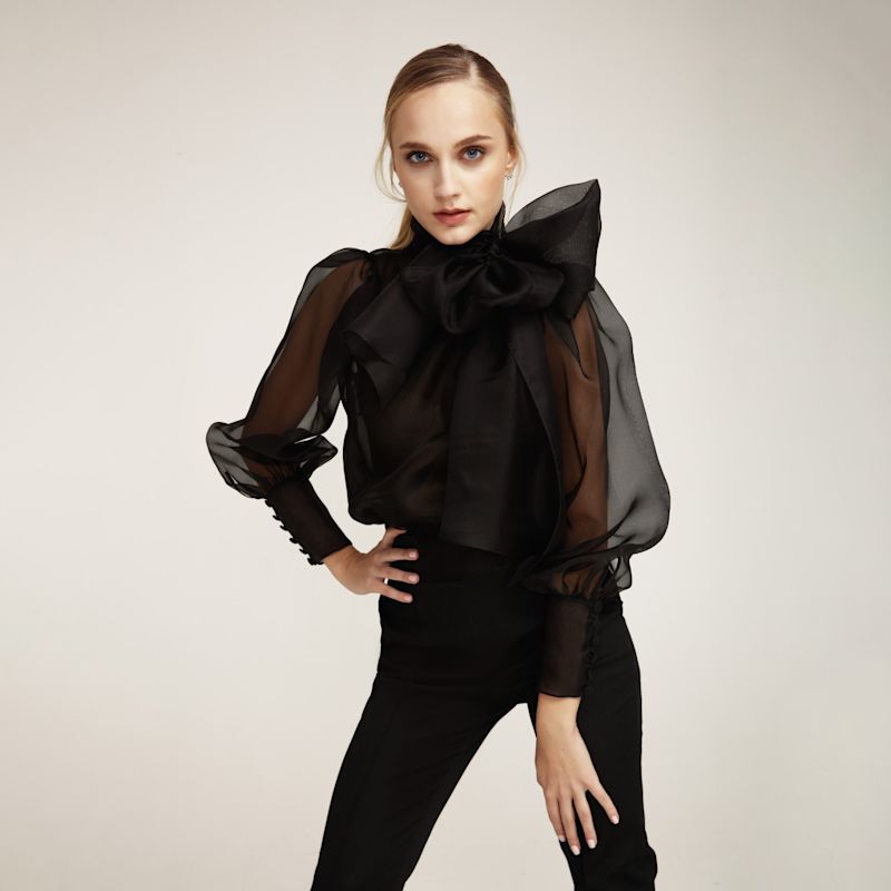 Flawless Black Bow Blouse | LITA COUTURE | Wolf & Badger