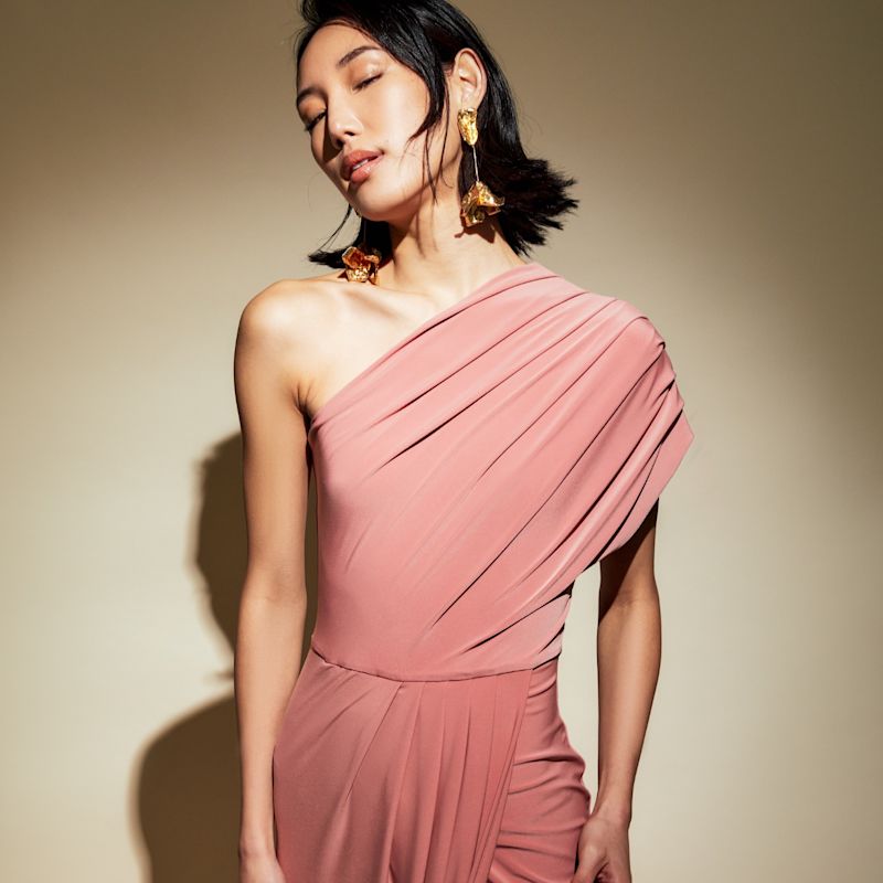 Flora Midi Dress In Old Rose | Celestine & Mae | Wolf & Badger