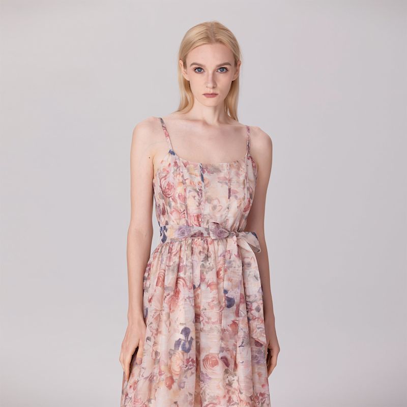 Flower Print Organza Strappy Dress - Multicolor | Smart and Joy | Wolf ...