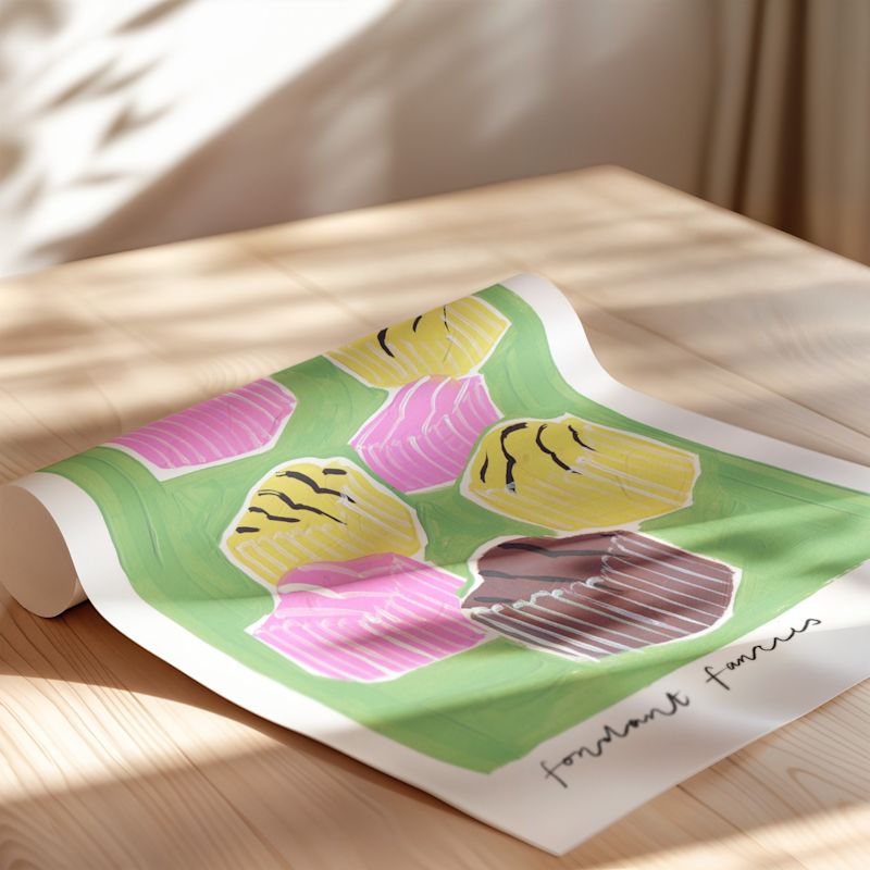 Fondant Fancies Hand Painted Art Print - A3 | Natalie Cass Art | Wolf ...