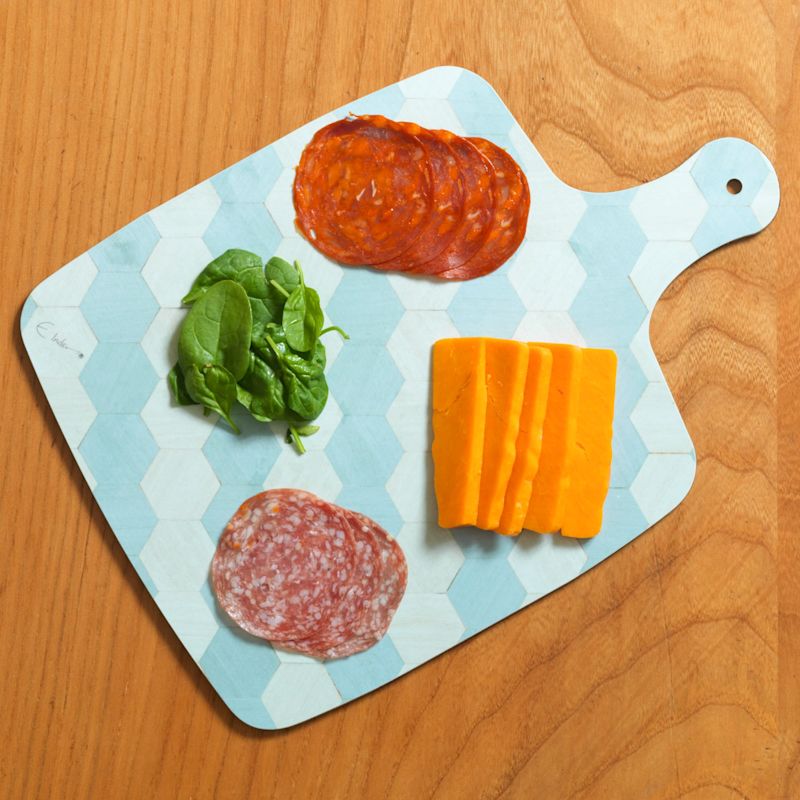 Four Chopping Boards Set. Light Blue Hexagonal Design. Two Rectangle ...