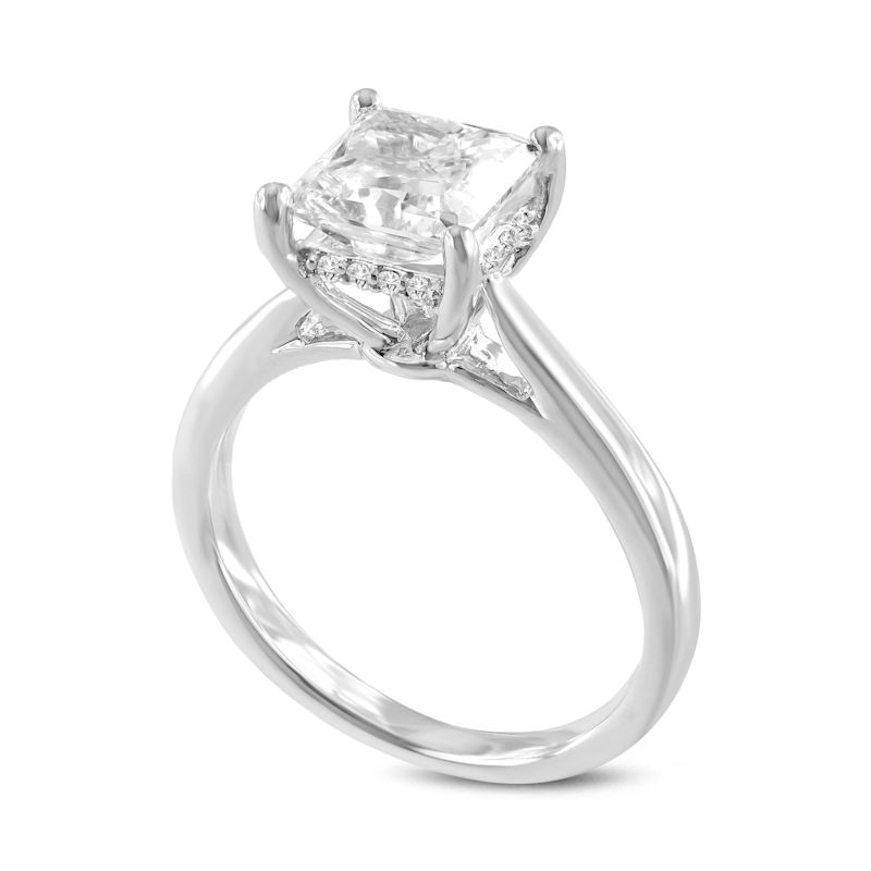 Genoveva White Gold Princess Cut Lab Grown Diamond Hidden Halo ...