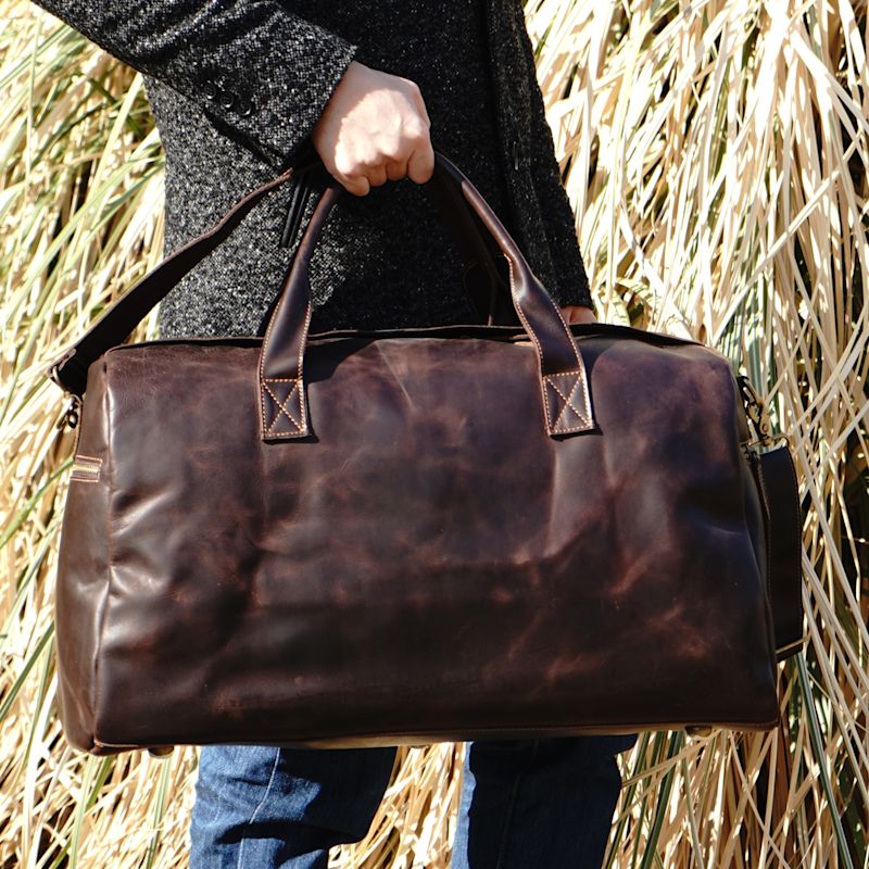 Genuine Leather Weekend Bag - Vintage Dark Browns | Touri | Wolf & Badger
