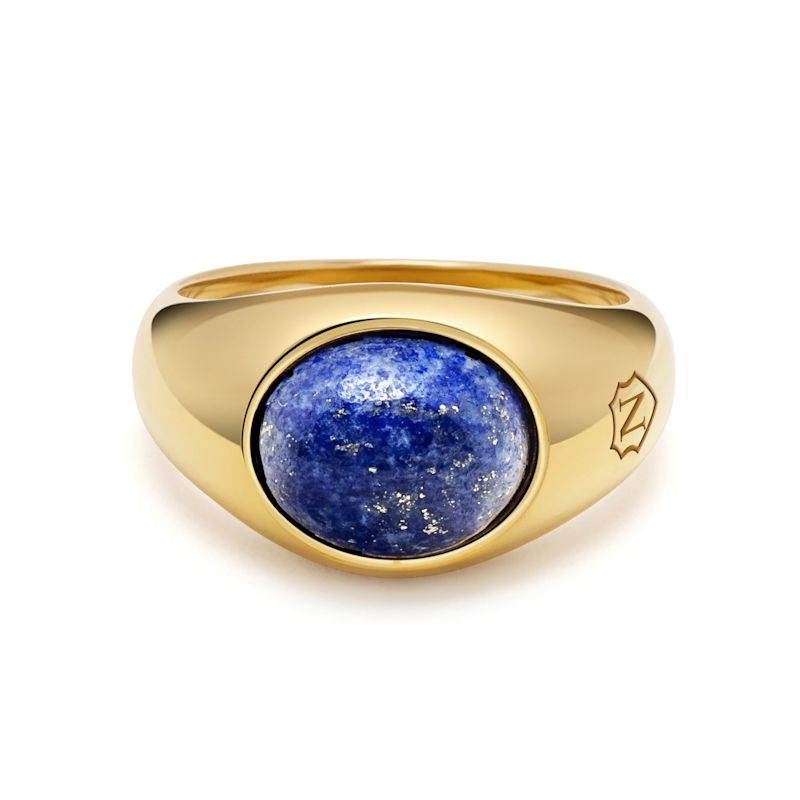 Gold Oval Signet Ring With Blue Lapis | Nialaya | Wolf & Badger