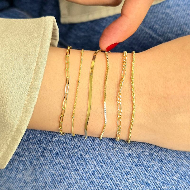 Gold Plated Everyday Paperclip Chain Stacking Bracelet | Harfi | Wolf ...