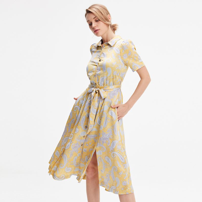Graphic Print Satin Shirt Dress | Smart and Joy | Wolf & Badger