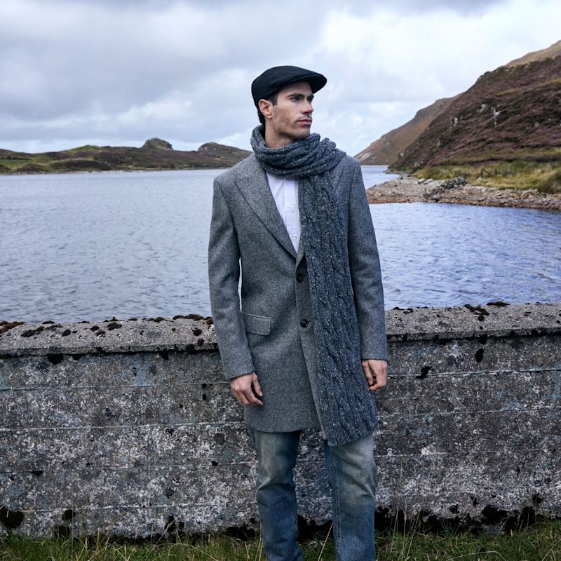 Grey Herringbone Andrew Irish Tweed Coat | Triona | Wolf & Badger