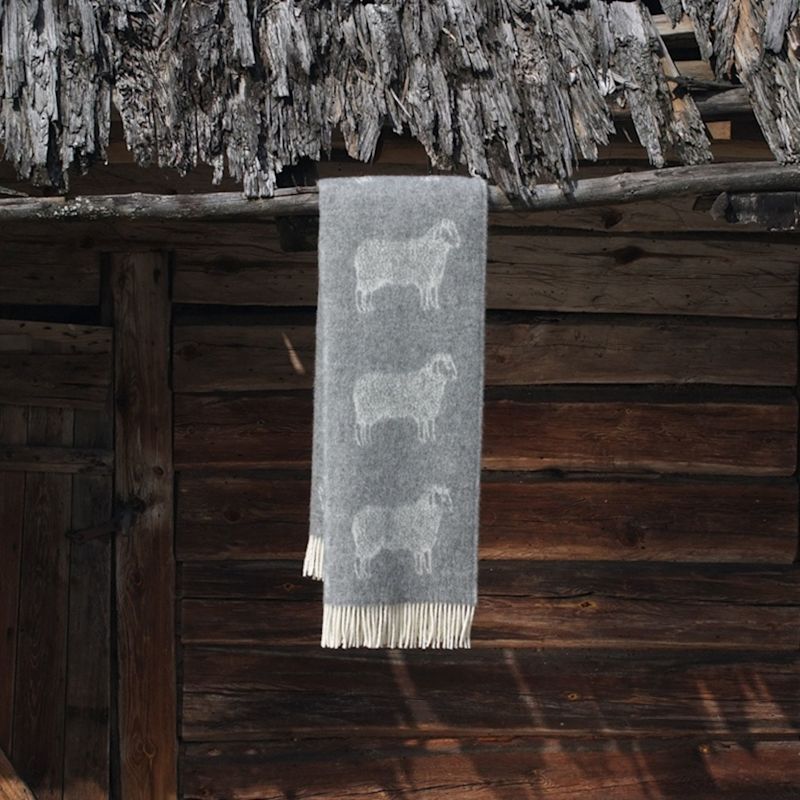 Grey Sheep Wool Throw | J.J.Textile | Wolf & Badger