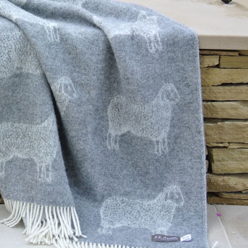 Grey Sheep Wool Throw | J.J.Textile | Wolf & Badger