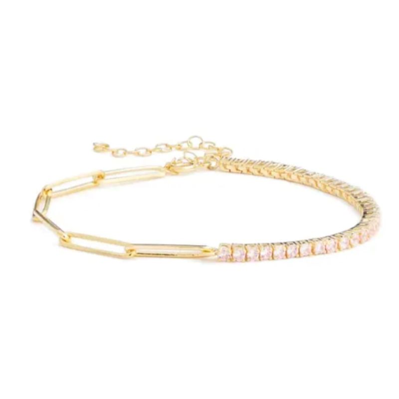 Half Paper Clip & Tennis Bracelet - Pink | SHYMI | Wolf & Badger