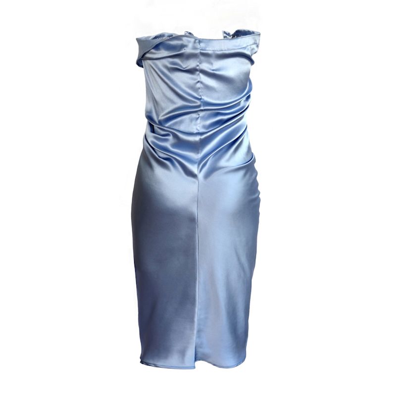 Halterless Frill Dress - Ice Blue Silk | CCY currency | Wolf & Badger