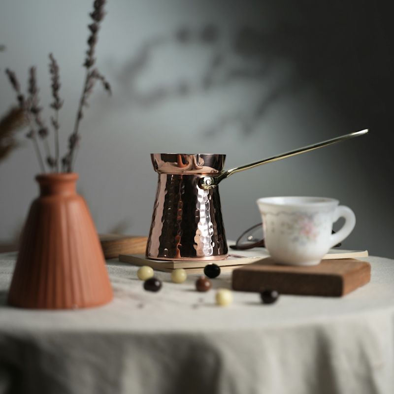 Hammered Copper Turkish Coffee Pot With Brass Handle | ANATOLIACRAFT ...