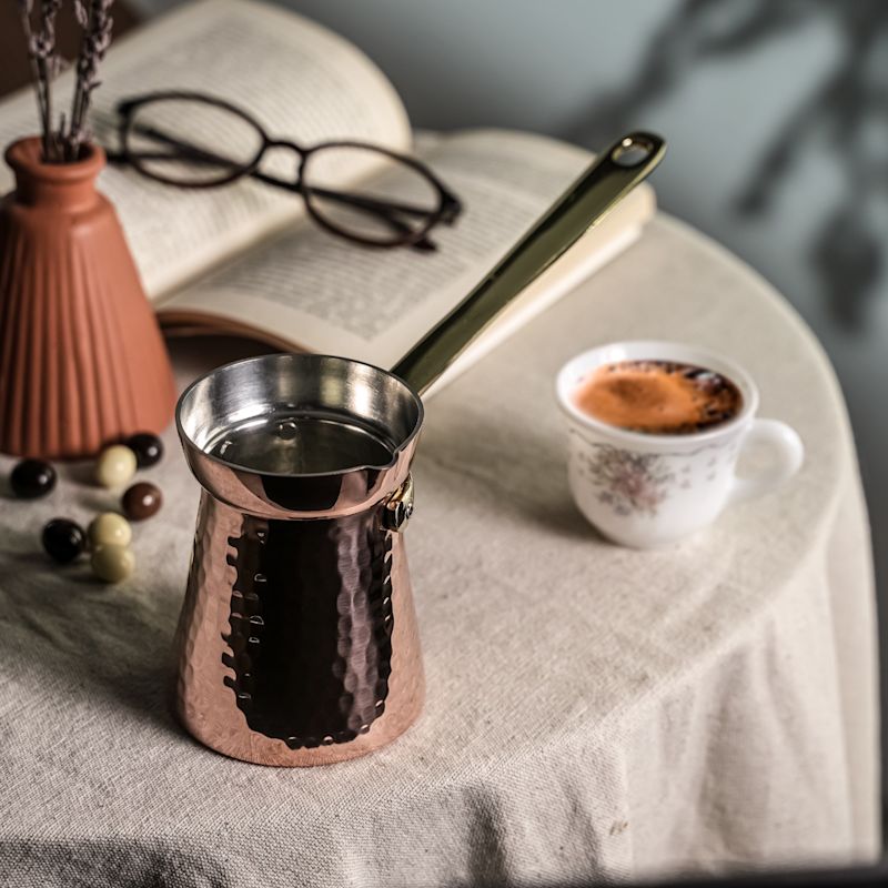 Hammered Copper Turkish Coffee Pot With Brass Handle | ANATOLIACRAFT ...