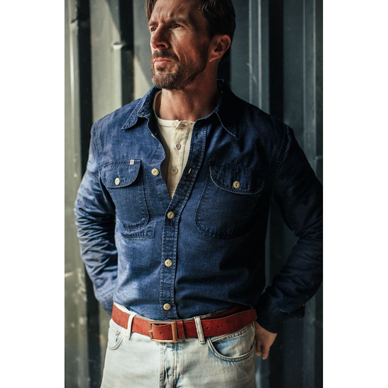 Handley Shirt Indigo | &SONS Trading Co | Wolf & Badger