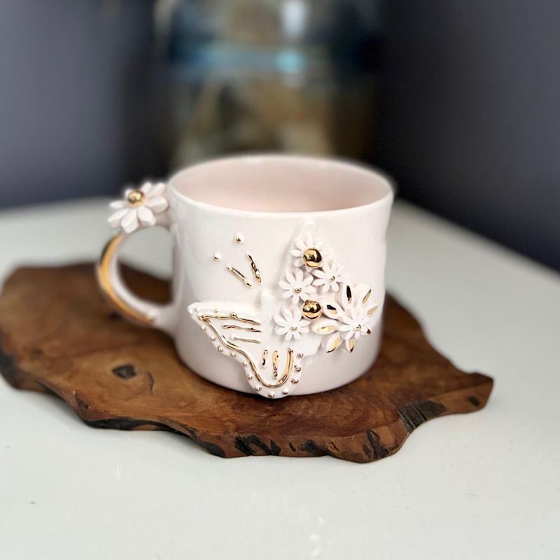 Handmade Gold Butterfly Ceramic Mug | ANATOLIACRAFT | Wolf & Badger