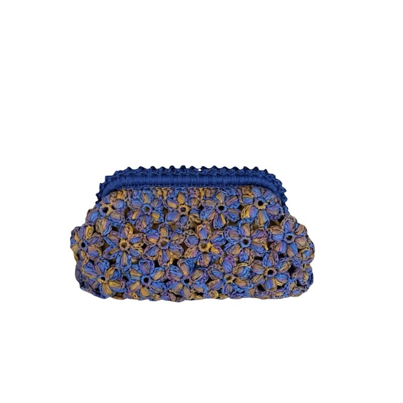 Handmade Floral Motif Raffia Clutch – Purple Bloom Edition ...
