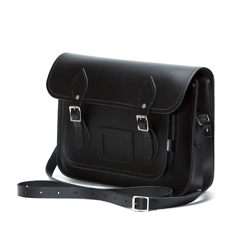 Handmade Leather 16 Inch Satchel - Black | Zatchels | Wolf & Badger