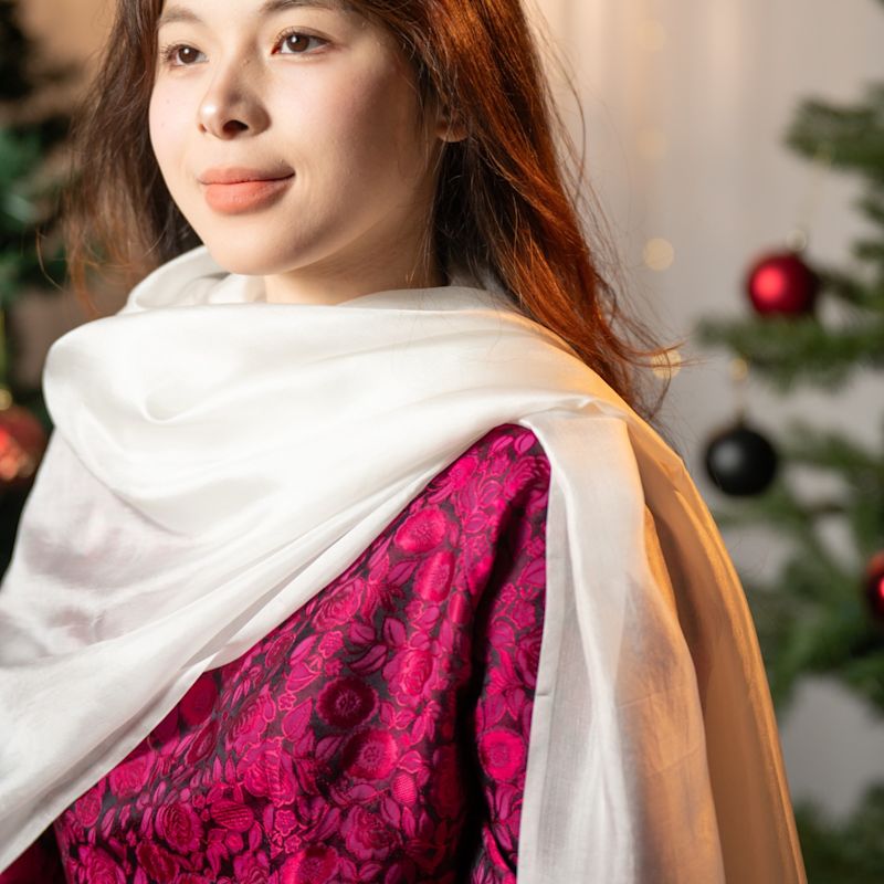 Handmade Pearl Silk Scarf – Evening Mulberry Silk Shawl | Silk and ...