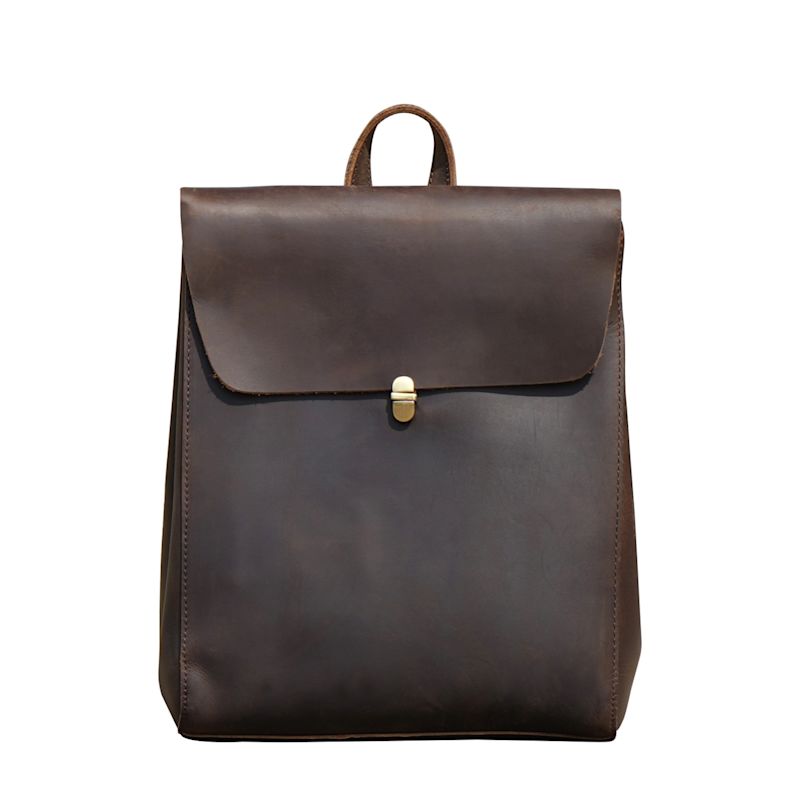 Handmade Worn Look Genuine Leather Slim Backpack - Brown | Touri | Wolf ...
