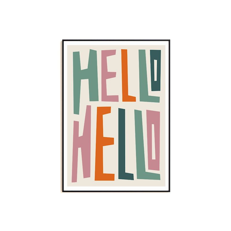 Hello Hello Typography Art Print - A3 | Natalie Cass Art | Wolf & Badger