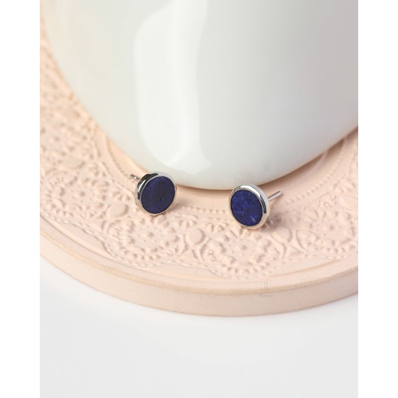 Indigo Tide Lapis Silver Studs Earrings | Lapis Studs | The Jewelz ...