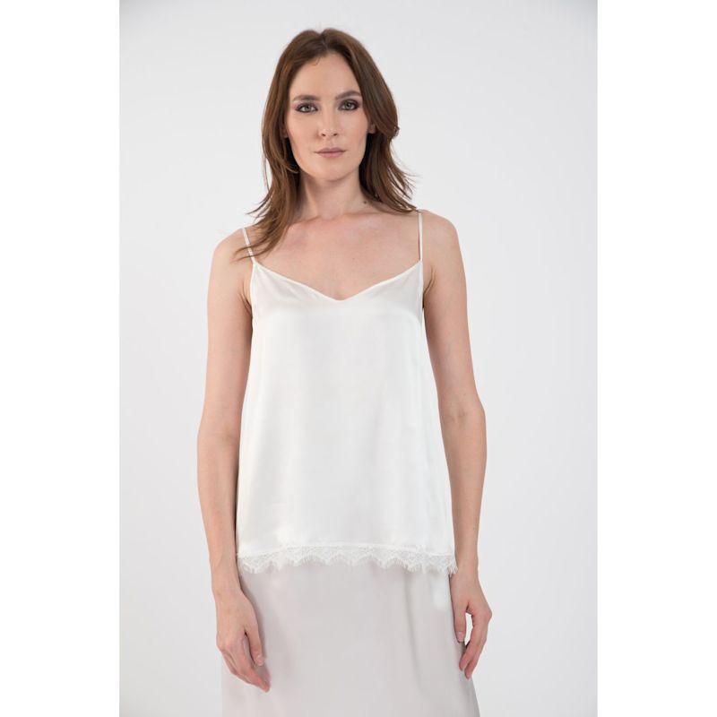 Ivory Silk Top With Adjustable Straps | IZABELA MANDOIU | Wolf & Badger