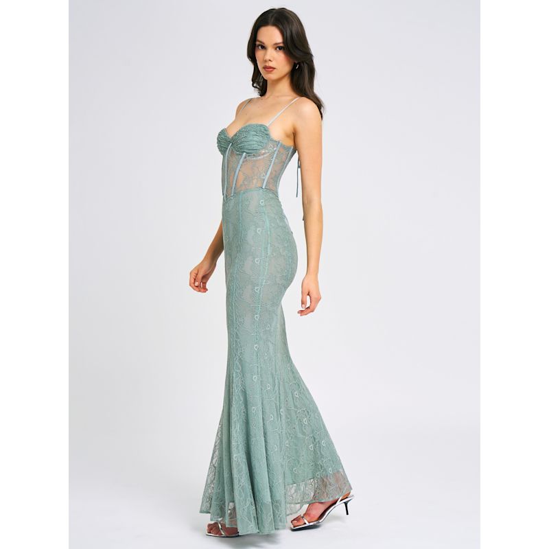 Janelle Green Sweetheart Mermaid Lace Maxi Dress | Miss Circle New York ...