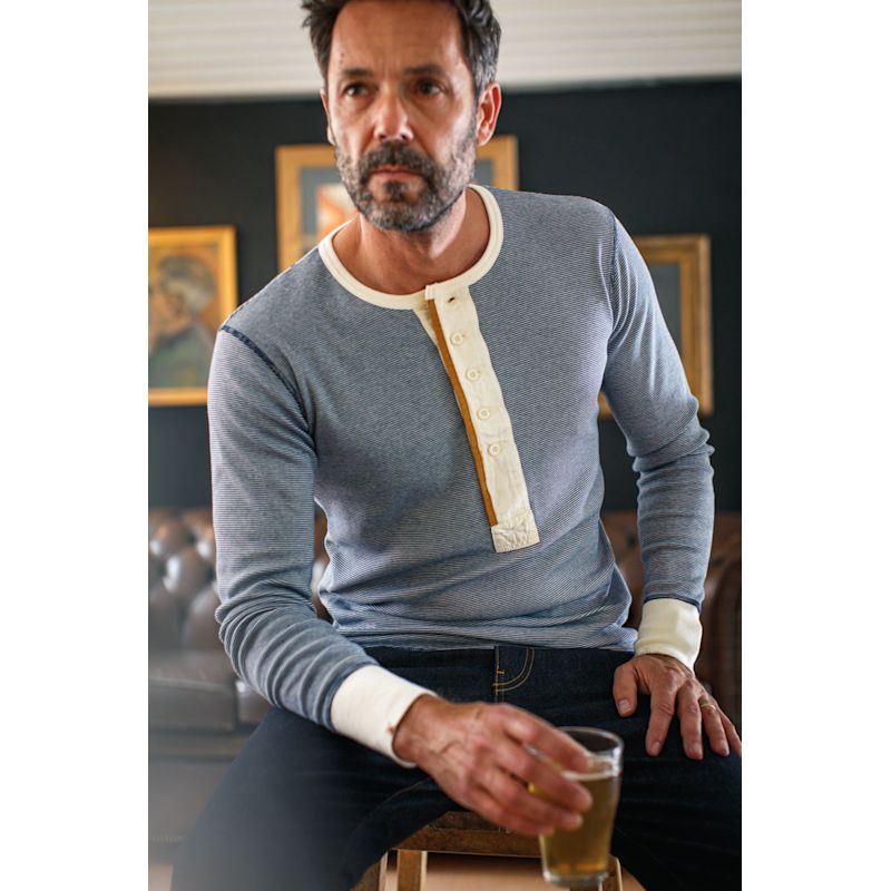 &Sons Wilder Henley Ticking Blue | &SONS Trading Co | Wolf & Badger