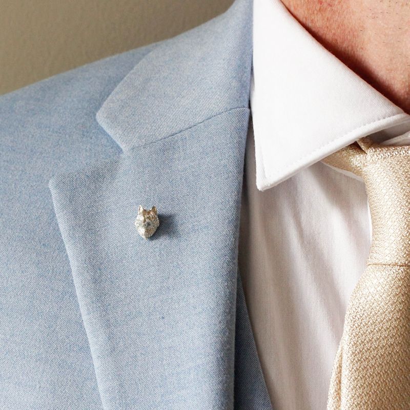 Wolf Lapel Pin – Silver | Lee Renee | Wolf & Badger