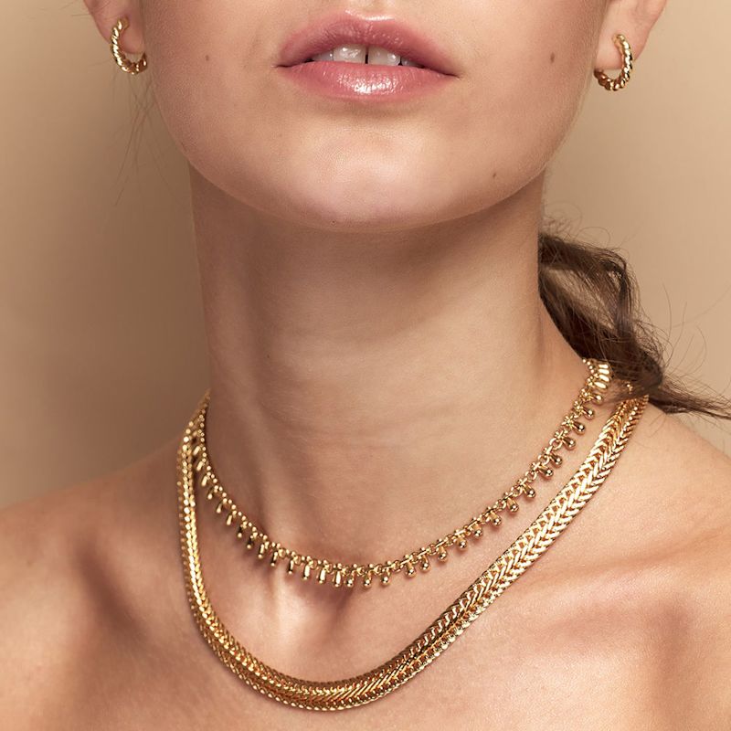 Katia Gold Chain Necklace With Small Teardrop Tassels | Amadeus | Wolf ...