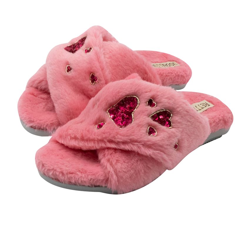 Kaylee Pink Luxury Plush Diamanté Embellished Handmade Slipper ...