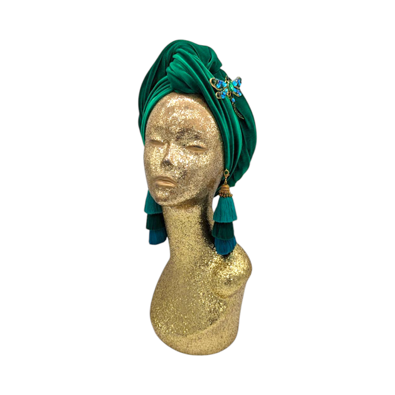 Kelly Green Dragon Fly Swinglet Turban | Julia Clancey | Wolf & Badger