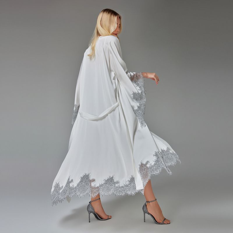 Lace Detailed Maxi Robe - White | Avenue 8 | Wolf & Badger